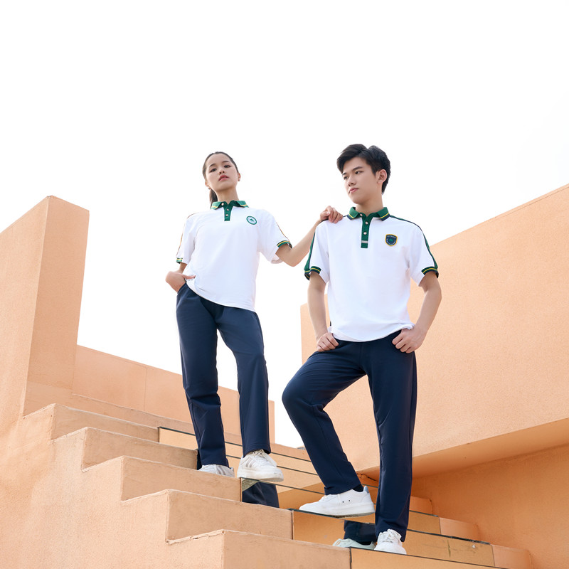 SU-038 new school collection summer green POLO set cotton with spandex ...