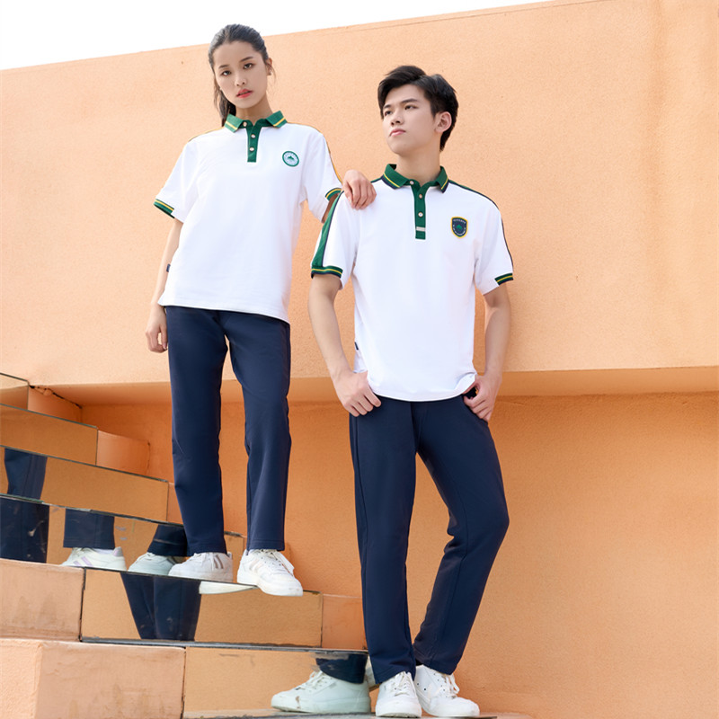 SU-038 new school collection summer green POLO set cotton with spandex ...